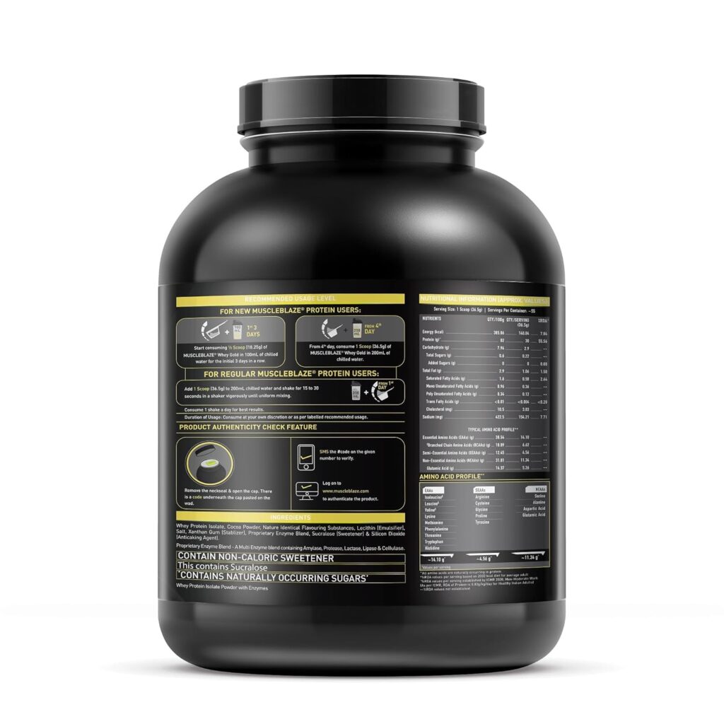 MuscleBlaze Whey Gold 100% Whey Protein Isolate 2 kg (4.4 lb ...